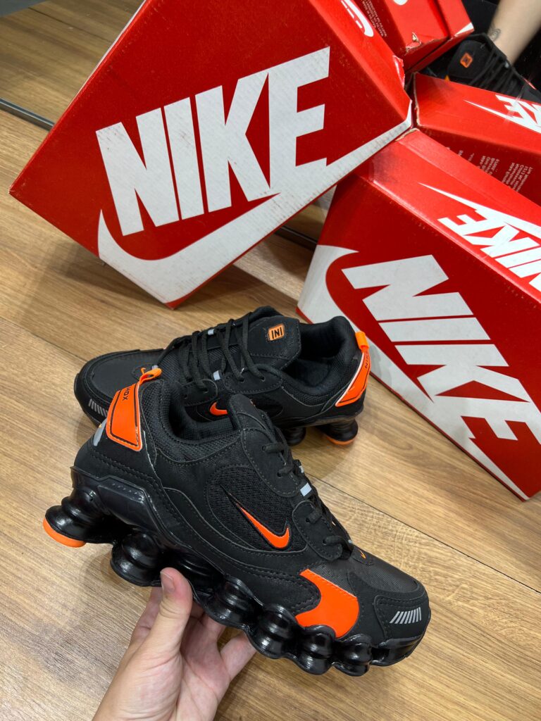 Tênis Nike 12 Molas TL Preto Laranja Masculino Premium - Tenis Atacado ...