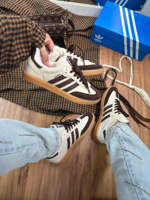 Adidas Samba Sintético Off White/Café - Clássico Atualizado!